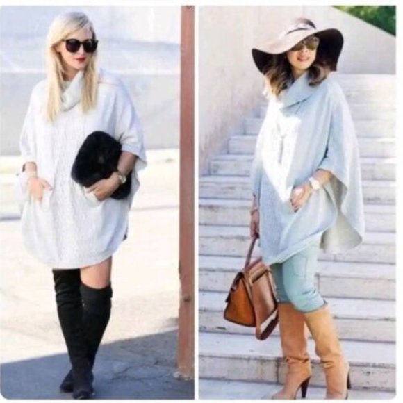 CAbi | Sweaters | Cabi 303 Glacier Grey Cowl Neck Poncho Size Xsmall ...